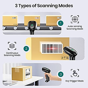 Barcode Scanner Bluetooth and Wireless with Stand, Anyeast USB Wired Inventory 2D 1D QR Code Scanners for Computer Laptop POS iPone, Screen Scanning Bar Code Reader for Supermarket Warehouse Library