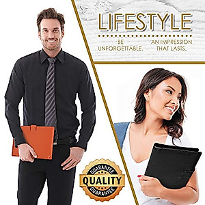 Genuine Leather Folio Cover Compatible with Rocketbook Everlast, Wave, Fusion, Panda | A5 Size Portfolio Organizer with Pen Loop | Fits Executive A5 Size Notebook 6" x 8" | Black