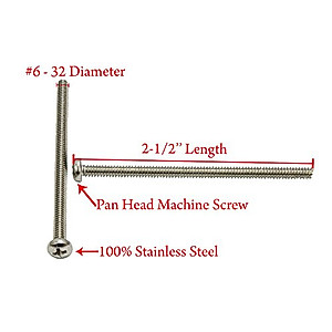 Bolt Dropper #6-32 X 2-1/2" Stainless Pan Head Phillips Machine Screw (50 pc) 18-8 (304) Stainless Steel Screws by Bolt Dropper