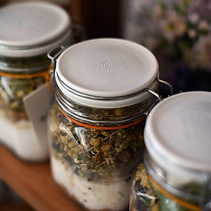 Bormioli Rocco Fido Glass Jar with Airtight Gasket Clamp Lid for Canning and Preserving, or Storing Pasta and Dry Foods, White Top, 33.75 oz., Set of 12