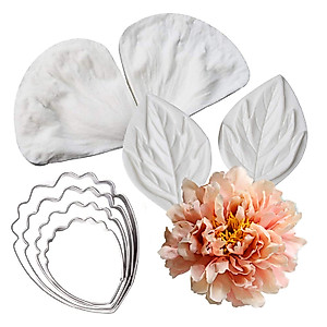 8Pcs Peony Petal Leaves Cookie Cutters Sugar Petal Veiner Gumpaste Molds Candy Molds Decorating Tools