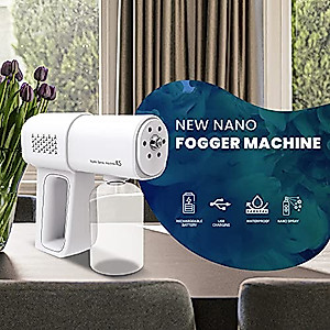 NORDMOND Professional Disinfectant Fogger Machine, Sanitizer Sprayer. Electrostatic ULV Atomizer & Cordless Handheld Nano Steam Gun – Rechargeable Spray Gun with Blue Light for Touchless Sanitization