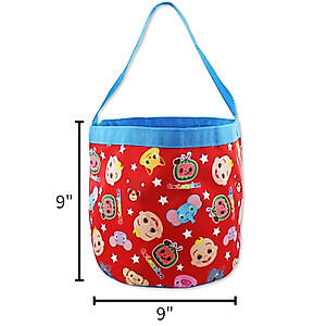 CoComelon Collapsible Nylon Basket Bucket Tote Bag (Red, One Size)