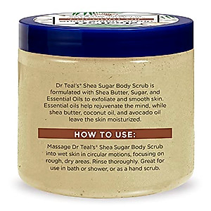Dr Teal's Shea Sugar Body Scrub, Coconut Oil with Essential Oils, 19 oz (Pack of 3)