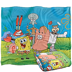 Spongebob Blanket, 50"x60" Spongebob Group Scene Silky Touch Super Soft Throw Blanket