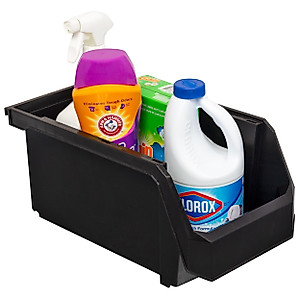 ReadySpace Plastic Containers for Organizing and Storage Bins for Closet, Kitchen, Office, Toys, or Pantry Organization, Large, 6-Pack, Black