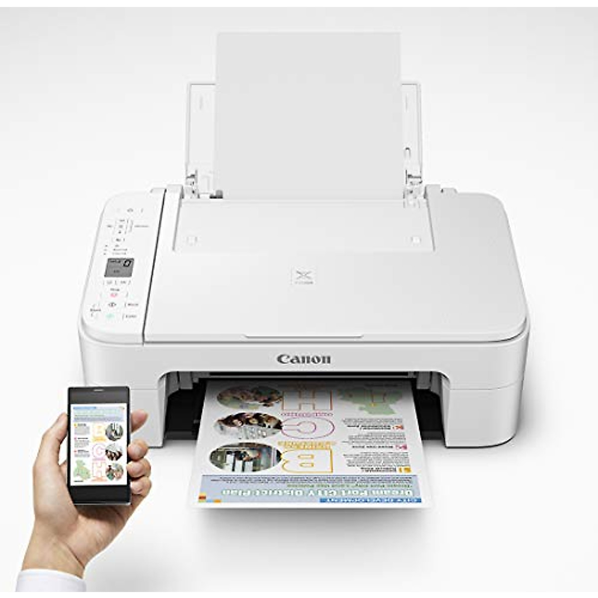 Canon PIXMA TS Series Wireless Inkjet All-in-One Printer - Print, Scan and Copy for Home or Office - up to 4800 x 1200 Resolution, 1.5 Segment LCD Display - White - BROAGE 6 Feet Printer Cable