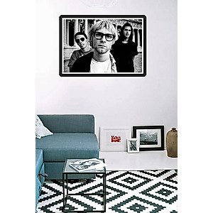 Nirvana Poster Wall Art Kurt Cobain Home Decor, Black and White, 19in x 13in