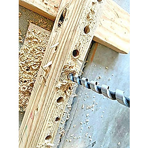 SOMADA Long Auger Drill Bit Set for Wood -4 Pcs, 1/2-Inch, 5/8-Inch, 3/4-Inch, and 1-Inch Diameter with 12-Inch Long Hex Shank, Ship Auger Bit Set