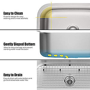 Giantex Single Bowl Kitchen Sink 16 Gauge Stainless Steel Undermount Wash Sink with Metal Tray 9” Deep (31''Lx18.5''Wx9''H)