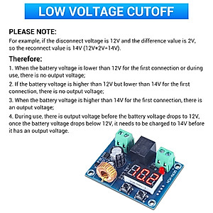 2 PCS Low Voltage Cutoff, Icstation DC 12V-36V Low Voltage Disconnect 20A Over Discharge Protection Low Voltage Protector Disconnect Switch Module for Lead Acid Lithium Battery Solar Panel Light