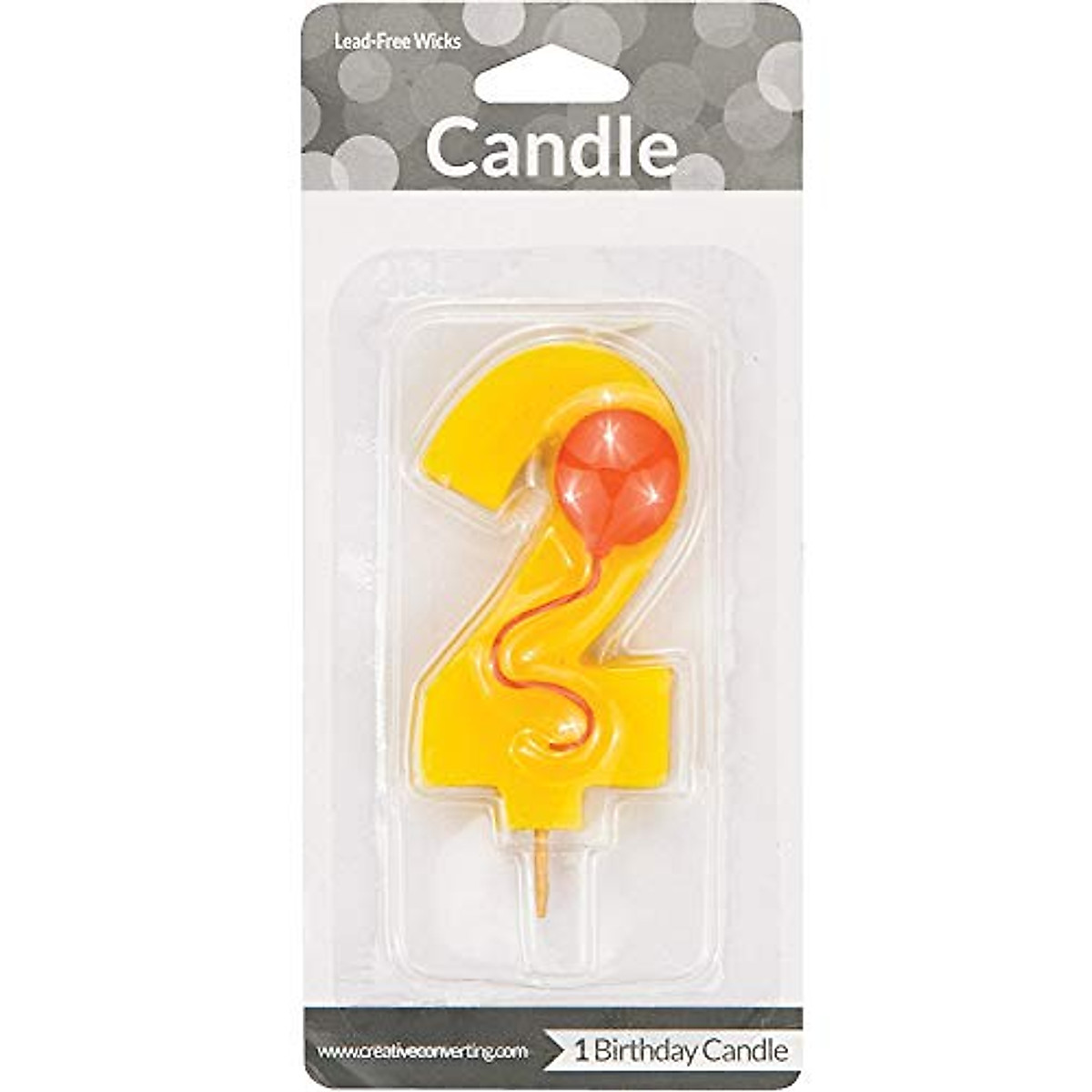 Creative Converting Numerical Balloon Candle, 3.5", Yellow