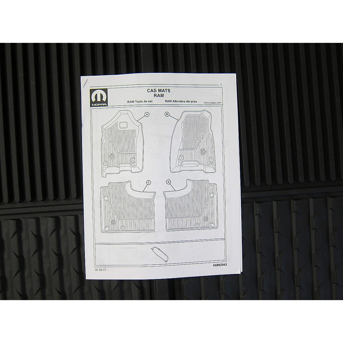 2019 Dodge Ram DT Crew Cab Black All Weather Slush Mats Floor Liner Mopar OEM