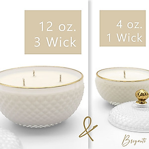 BRIGANTI Scented Candle in White Glass Jar (Vanilla Cupcake) Vanilla Bean, Buttercream, Cake, and Bourbon | Elegant Candle for Home Aromatherapy, All Natural Soy Wax 4oz