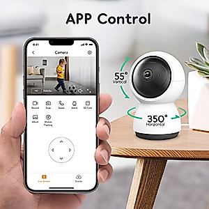 Winees Indoor Security Camera 2K, WiFi Pet Camera for Home Security with Sound/Human/Pet Detection, Clear Night Vision, Motion Tracking, Pan/Tilt/Zoom for Baby Monitor/Elderly/Dog, Alexa&PC Compatible