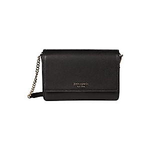Kate Spade New York Spencer Saffiano Leather Flap Chain Wallet Black One Size