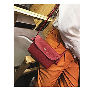 PKSANIT Women's Cross Body Bag, PU Leather Small Square Bag for Women, Shoulder Bag Diagonal Messenger Handbag (Red)