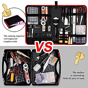 IMZAY 415Pcs Leather Tooling Working Kit, Compact Beginner Leather Tools and Supplies with Leather Stitching Sewing Carving Cutting Crafting Tools for Leather Sheath Wallet Belt Boot Seat Sewing