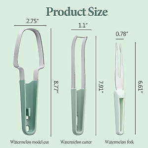 3-in-1 Watermelon Cutter Slicer Tool, 2024 New Stainless Steel Watermelon Popsicle Cutter Slicer Tool, Multi Watermelon Slicer Melon Cutter for Camping Kitchen Gadgets (Green)
