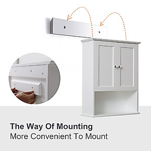 VANIRROR White Bathroom Wall Cabinet Over The Toilet Storage Cabinet, 24x30 Inch Wood Medicine Cabinets Wall Mounted Bathroom Cabinet with Doors for Laundry Room, Bedroom Kitchen