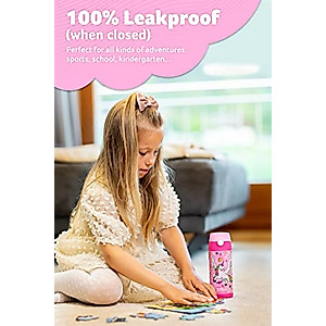 JARLSON® kids water bottle - MALI - insulated stainless steel water bottle with chug lid - thermos - girls/boys (Unicorn 'Star', 12 oz)