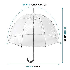 totes Women's Clear Bubble Umbrella – Transparent Dome Coverage – Large Windproof and Rainproof Canopy – Ideal for Weddings, Proms or Everyday Protection, Lemonade