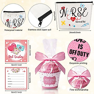 Coume Nurse Gift Box for Women 9 Pieces Nurse Appreciation Gift Set Nurses Customized Wine Tumbler Present Set Thank You Gift for Nursing School Graduation Gifts NICU Nurse Gifts (Rose Gold)