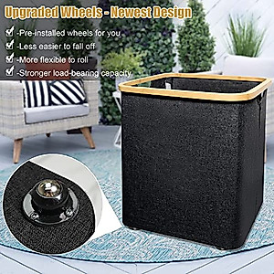 Black Laundry Basket with Wheels - 79L Laundry Hamper with Removable Laundry Bag, Foldable Easy Carry Handles Dirty Clothes Hamper for Laundry Room, Bedroom, Toys Storage Organizer