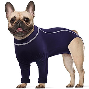 ROZKITCH Dog Surgery Recovery Sleeve for Front Legs, Anti-Lick Wound Protector with Zipper, Dog Elbow Brace for Joint Care, ACL/CCL Sprain, Arthritis, Post-Op Suit, Cone Collar Alternative Blue S