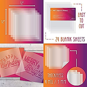 Easy Cut Stencil Sheet Set of 24-12”x12” Acetate Mylar for Cricut Vinyl Cutting – Craft Material