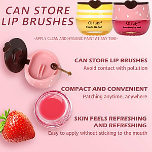 2 Pack Nourishing Lip Balm Honey Pot, Moisturizing Honey & Strawberry Propolis Lip Mask, Hydrating & Prevention Dry and Cracked Lip Scrubs Exfoliator Sleeping Lip Mask Reduces Lip Lines