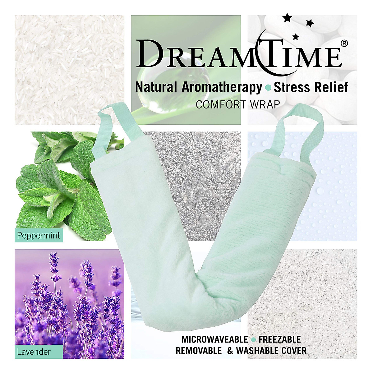 DreamTime Comfort Neck Wrap Soothing Aromatherapy Perfect for Pain Relief Lavender and Peppermint, Green, 1 Count