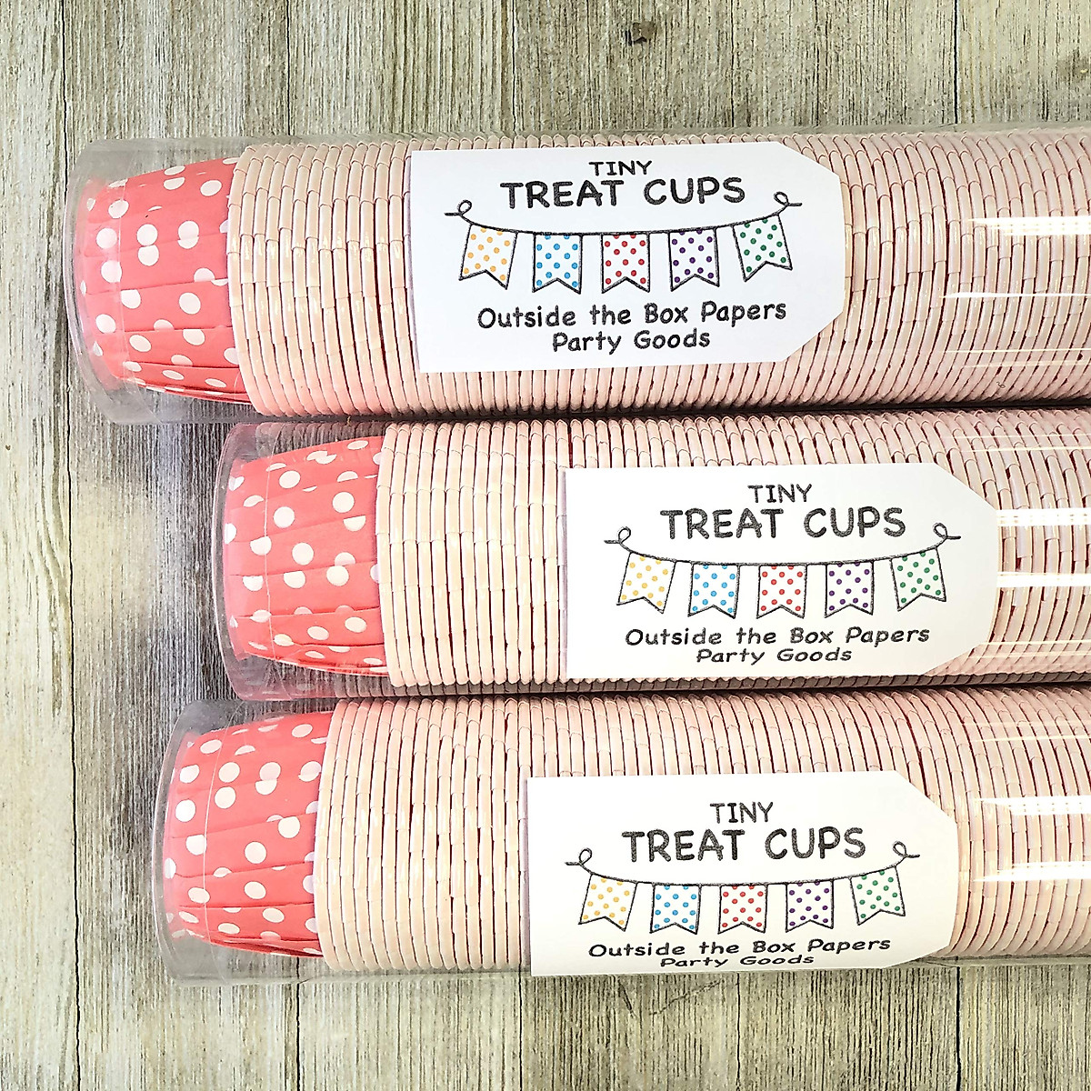 Pink Bulk MINI Candy Nut Paper Cups - Valentine Mini Baking Liners - Pink White Polka Dot - 100 Pack