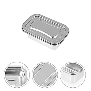 Stainless Steel Food Storage Container, Mini Ice Cream Holder Box Fridge Organizer Case Metal Freezer Bin Airtight Snack Bowl Reusable Refrigerator Boxes