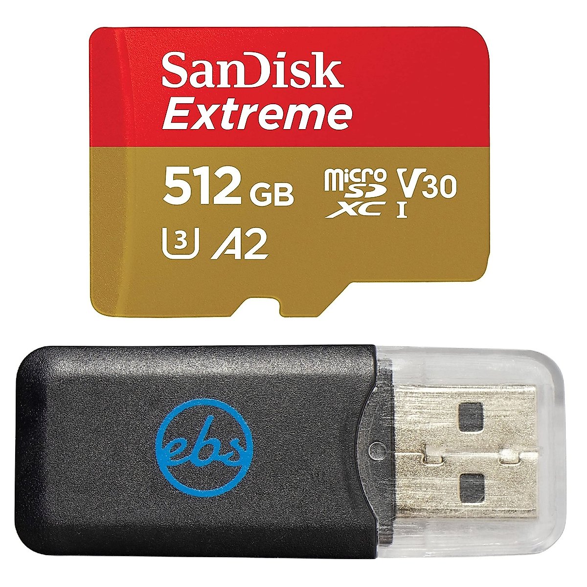 SanDisk Extreme 512GB V30 A2 microSDXC Memory Card Works for DJI Drones Works with Mini 3 Pro, Mini 3, DJI RC (SDSQXA1-512G-GN6MN) Bundle with (1) Everything But Stromboli Micro SD Card Reader