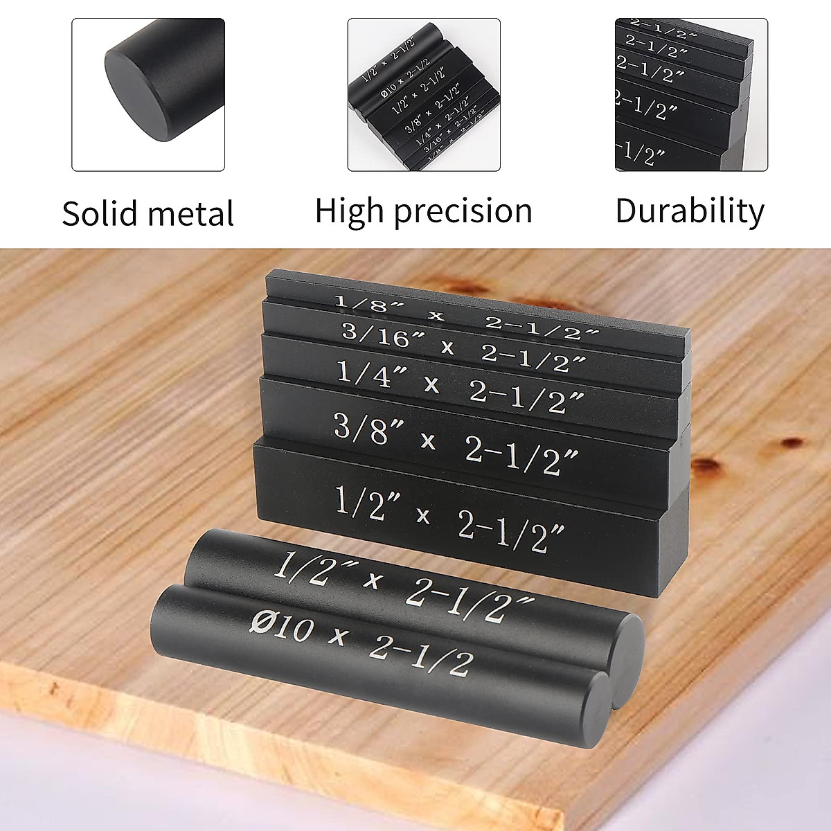 EANOSIC Setup Blocks Height Gauge Set, 7pcs Precision Aluminum Setup Bars for Router and Table Saw Accessories Woodworking Set Up, Bars Include Laser Engraved Size Markings