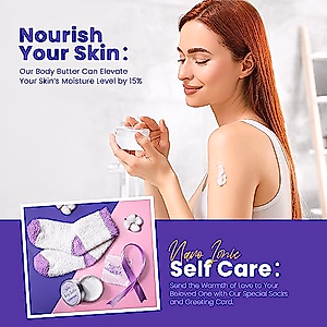 Get Well Soon Gift Sets for Women | Self Care & Stress Relief & Thank You | Deluxe Lavender Gift Basket Care Package | Tumbler, Socks, Soap, Candle, Body Butter, Bath Salts