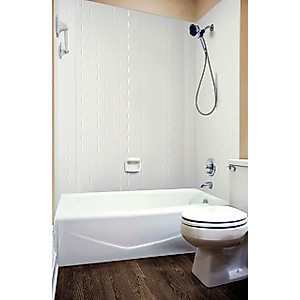 From Plain To Beautiful In Hours 133-WT-SUB-KIT Subway Tub and Shower Wall Panels Surround, Gloss White, 96 Square Feet