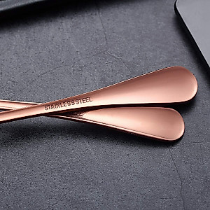 Rose Gold Flatware Set 20 Piece Service for 4, Copper Plated Stainless Steel Silverware set Service for 4 (Shiny, Copper)