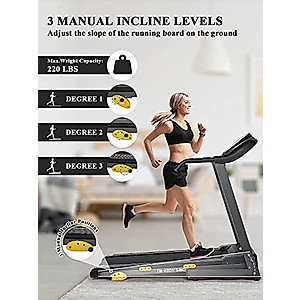 Treadmill with Incline for Home Use 17'' Wide Folding Treadmill Electric Treadmill Workout Running Machine with 3-Level Manual Incline Adjustment & 15 Pre-Set Training Programs Large LCD Display