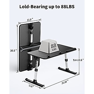 Laptop Desk for Bed, SAIJI Height & Angle Adjustable Laptop Stand for Bed, Lap Desk Bed Tray Table, Light Weight Foldable Portable Laptop table for Couch Sofa Chair Floor Desk for Adults, Kids (Black)