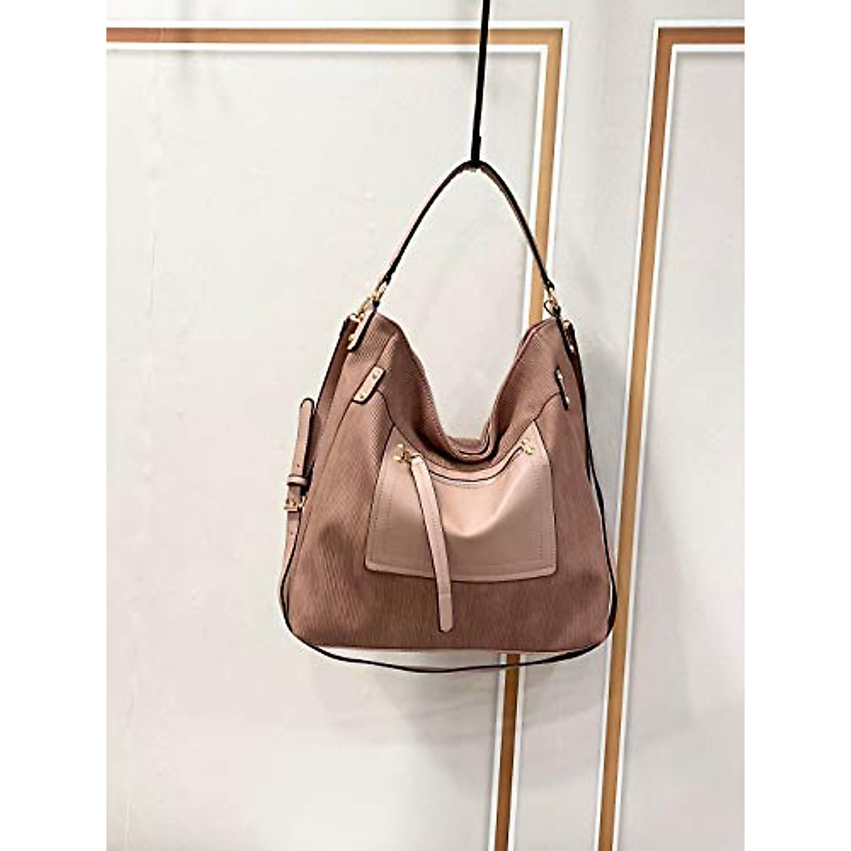 Hobo Bags for Women Leather Embossed Pink Large Crossbody Bag Womens Casual Hobo Purses and Handbags Tote Shoulder Bags