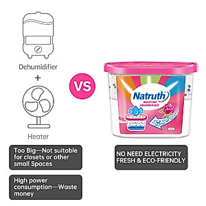 NATRUTH Moisture Absorbers Boxes (6 PACKS)，12.5 Oz With Rose Scent,Portable Closet Dehumidifier, Odor Eliminator Absorber Bucket,Humidity Absorber,Air Dehumidifier for Closet,Bathrooms, Kitchen &Boats