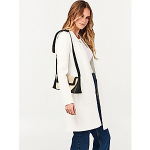 ANRABESS Cardigan Sweater for Women Casual 2024 Fall Fashion Coat Long Sleeve Open Front Knit Coatigan Outwear Off White Large