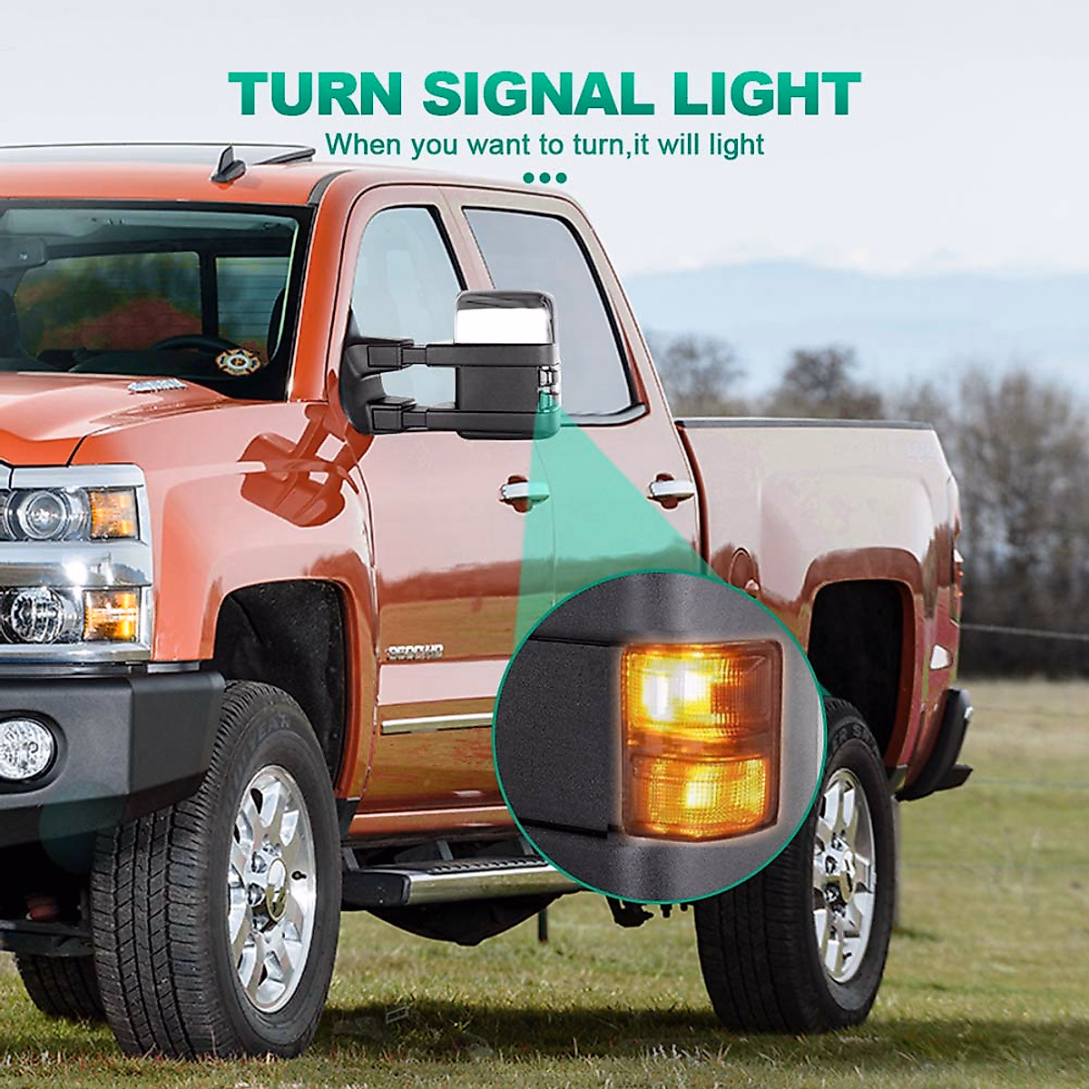 AUTOMUTO Towing Mirror Driver and Passenger Side Tow Mirrors Fit Compatible with 1999-2007 For Ford for F250/for F350/for F450/for F550 Super Duty Power Adjusted Chrome Heated Turn Signal Light