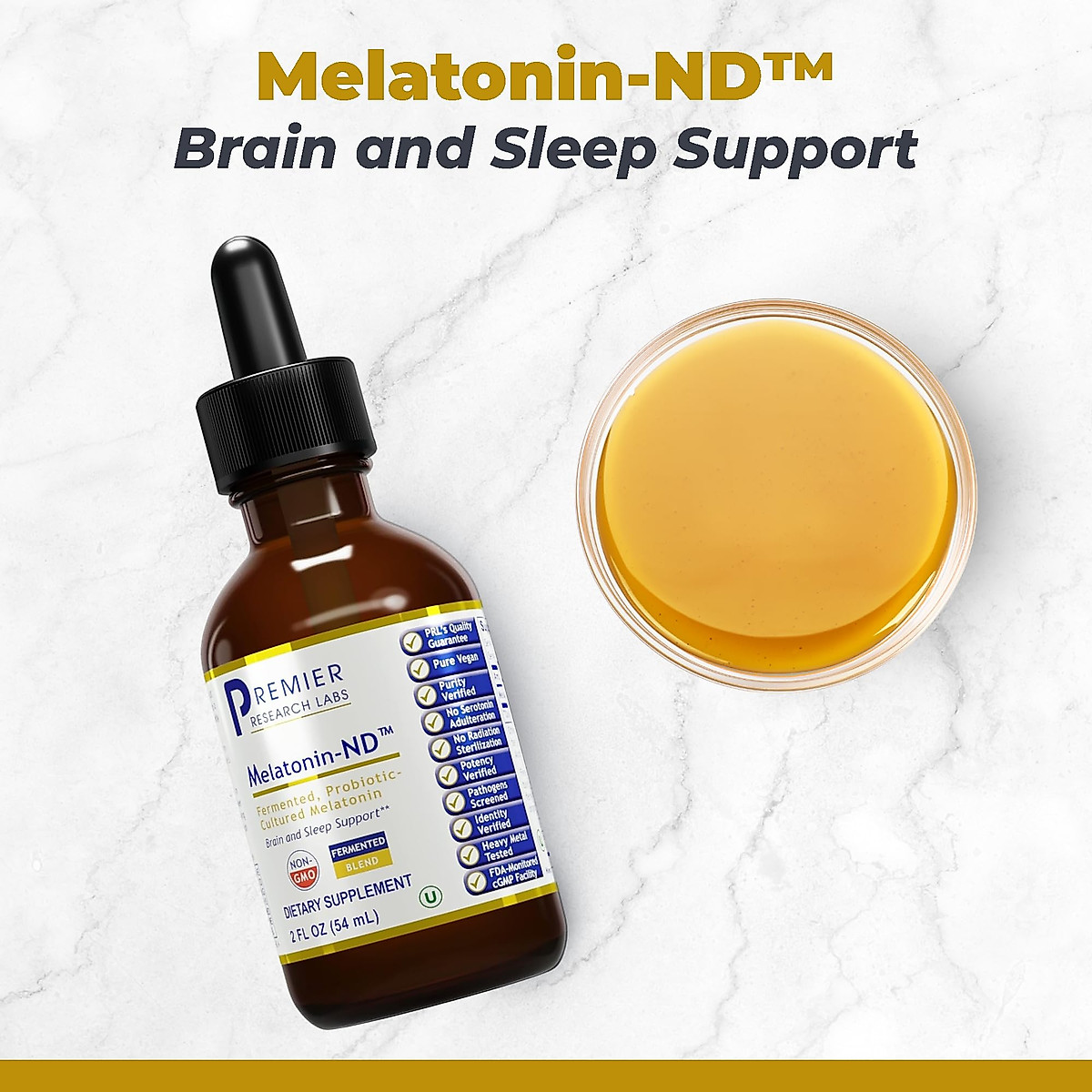 Premier Research Labs Melatonin-ND - Fermented Melatonin - Immunity Supplement - Probiotic-Cultured Melatonin - Liquid Melatonin - Pure Vegan - Organic Ingredients - 2 fl oz - 54 Servings