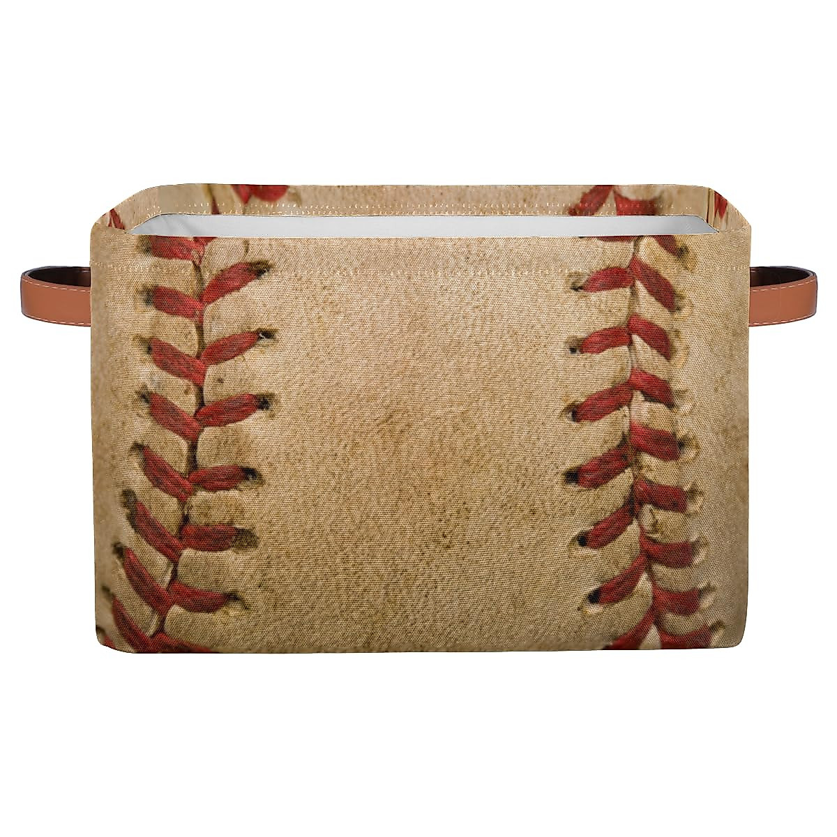 Baseball Storage Basket,Softball Large Toys Storage Cube Box with Handles, Collapsible Laundry Basket Rectangular Waterproof Storage Organizer Bin for Nursery Bedroom Playroom Shelves Gift Basket