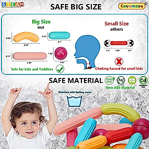 COUOMOXA 74 PCS Magnetic Blocks Sticks Construction Building, Learning Education Stem Preschool Toddler Kids Toys for 3+ Year Old, Montessori Toys for Toddlers Gifts