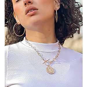 POMINA Classic Gold Hoop Earrings for Women Basic Trendy Tubular Open Round Matte Gold Silver Hoops, 2 Inches (Gold)