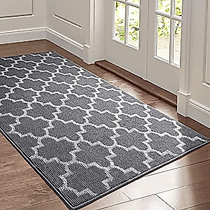 Indoor Doormat 36"x 59", Absorbent Front Back Door Mat Floor Mats, Rubber Backing Non Slip Door Mats Inside Entrance Door Runner Rug Mud Dirt Trapper, Machine Washable Low Profile-Grey Lantern